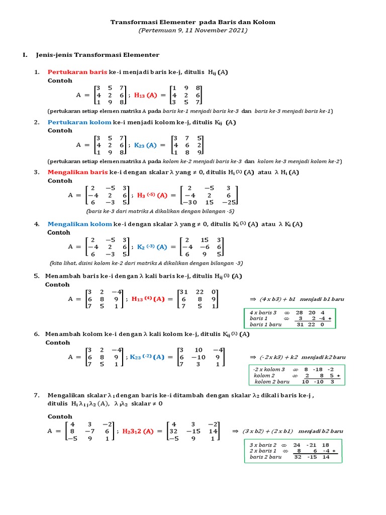 Transformasi Elementer Matriks | PDF