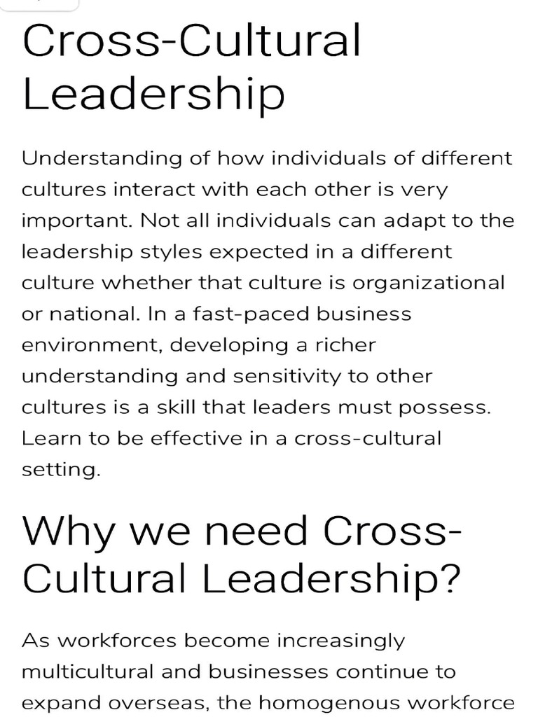 Cross Cultural Leadership | PDF Cross Cultural Leadership | PDF