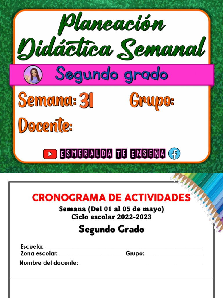 ?2° S31 PLANEACIÓN SEMANAL Esmeralda Te Enseña | PDF | Evaluación | Lengua española