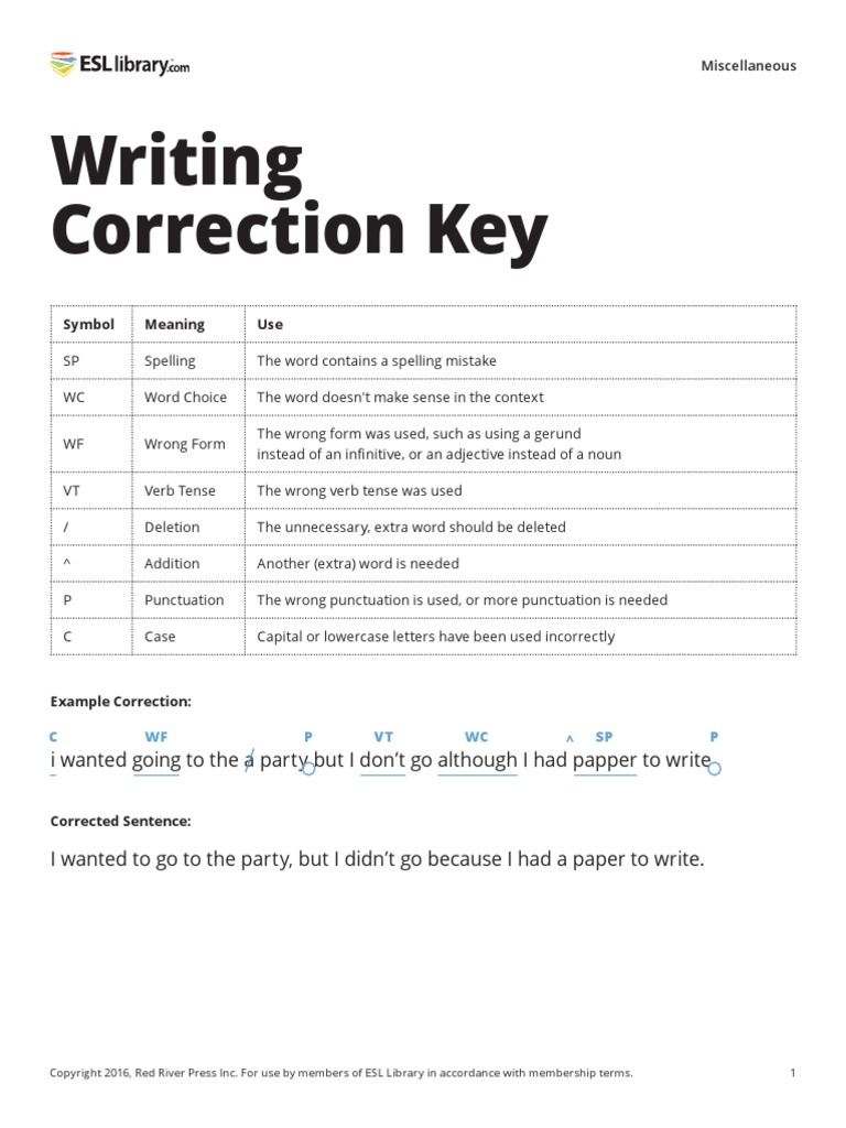 108 Writing-Correction-Key US | PDF