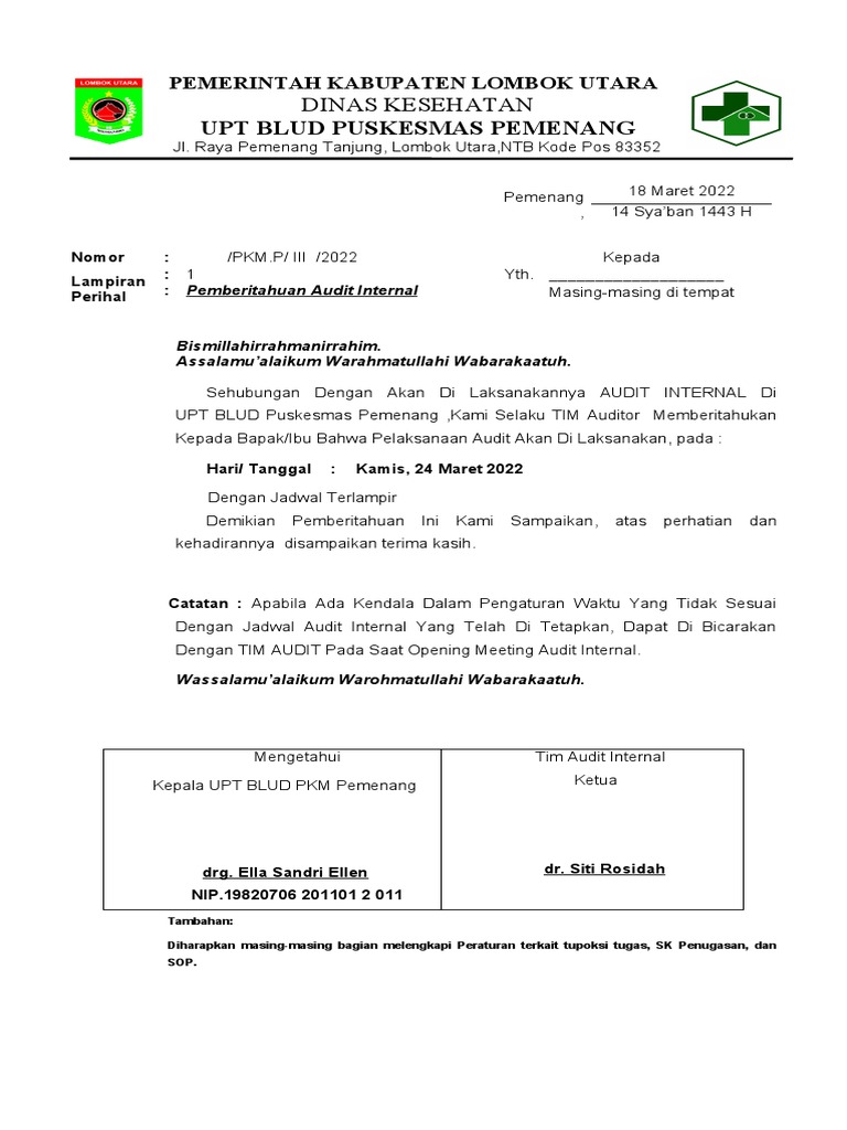 Surat Undangan TIM AUDIT Fix | PDF