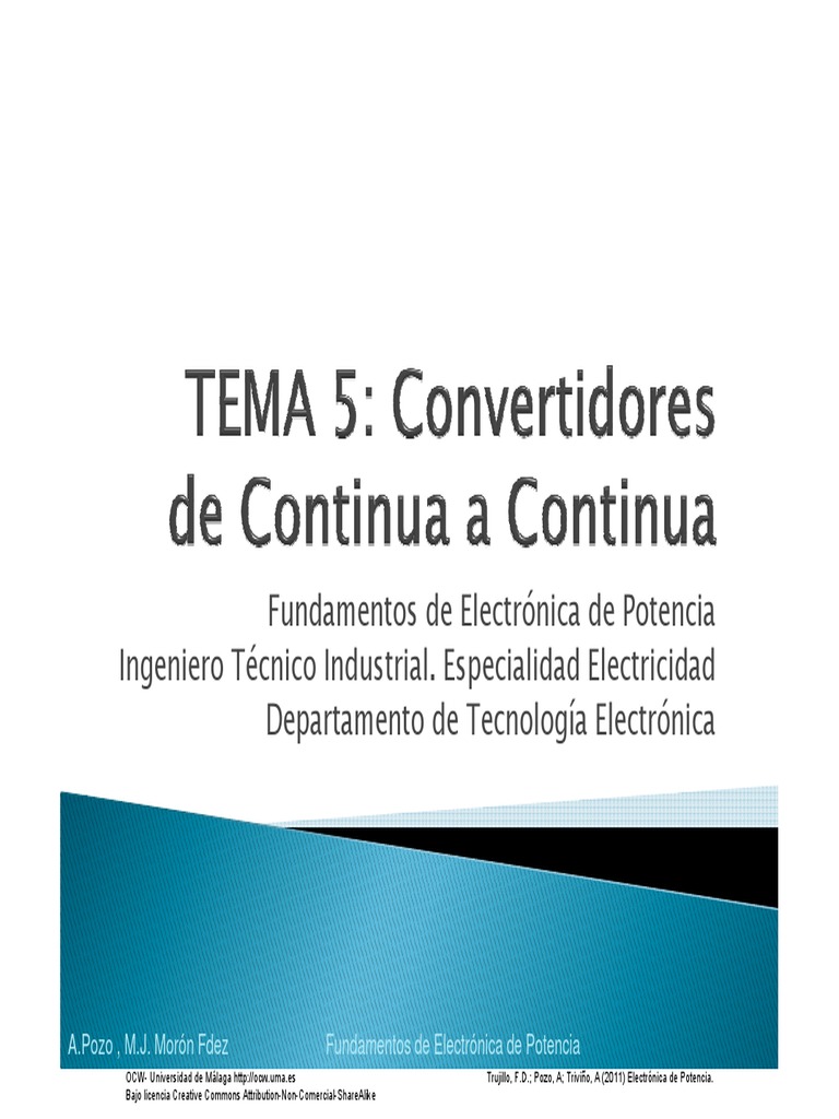 Tema 5. Convertidores de Continua A Continua (Presentación) Autor A.pozo y M.J. Morón Fdez | PDF ...