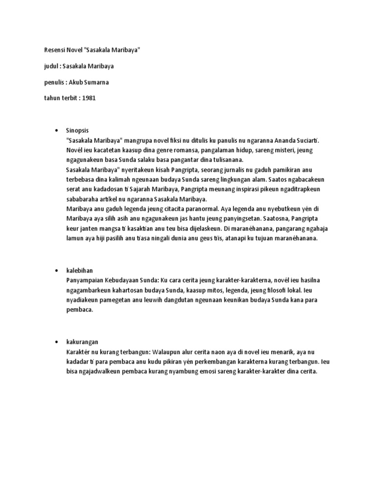 Resensi Novel Sunda | PDF