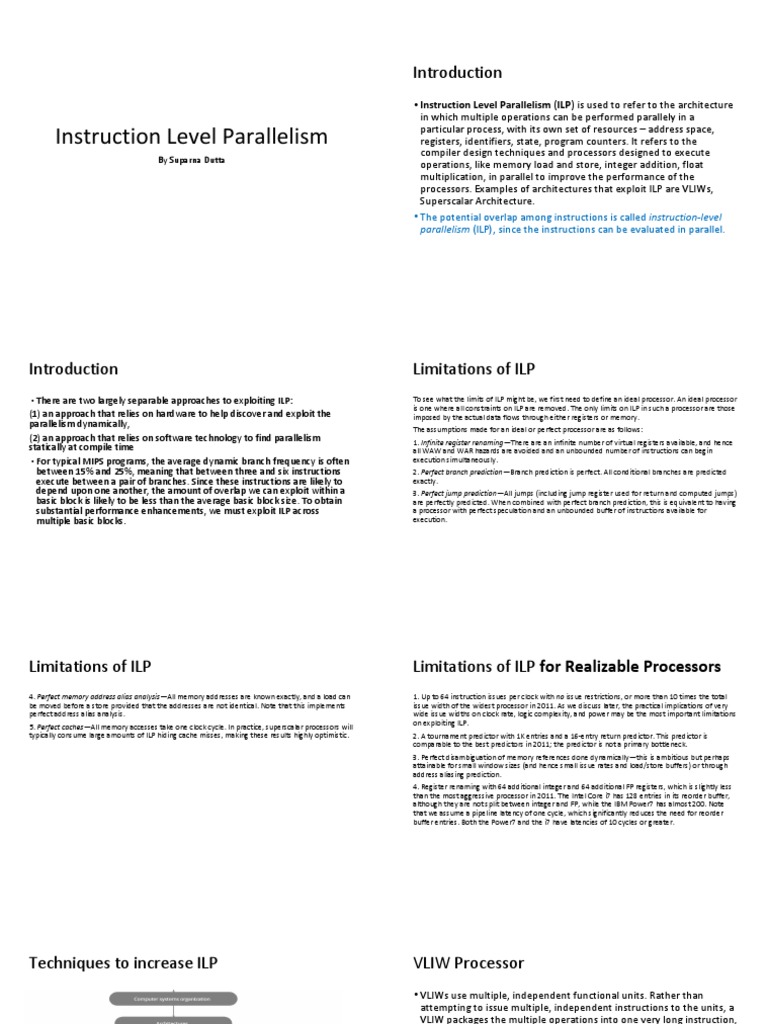 Instruction Level Parallelism (ILP) Is Used To Refer To The ... Instruction Level Parallelism (ILP) Is Used To Refer To The ...