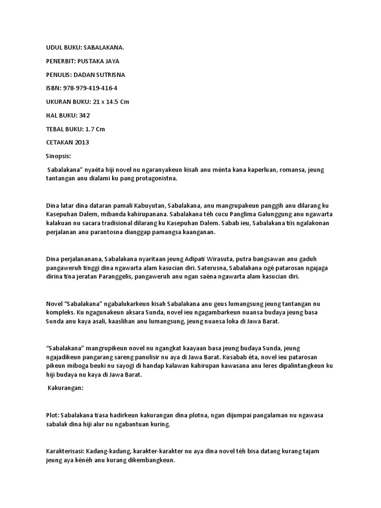 Resensi Novel Sunda | PDF