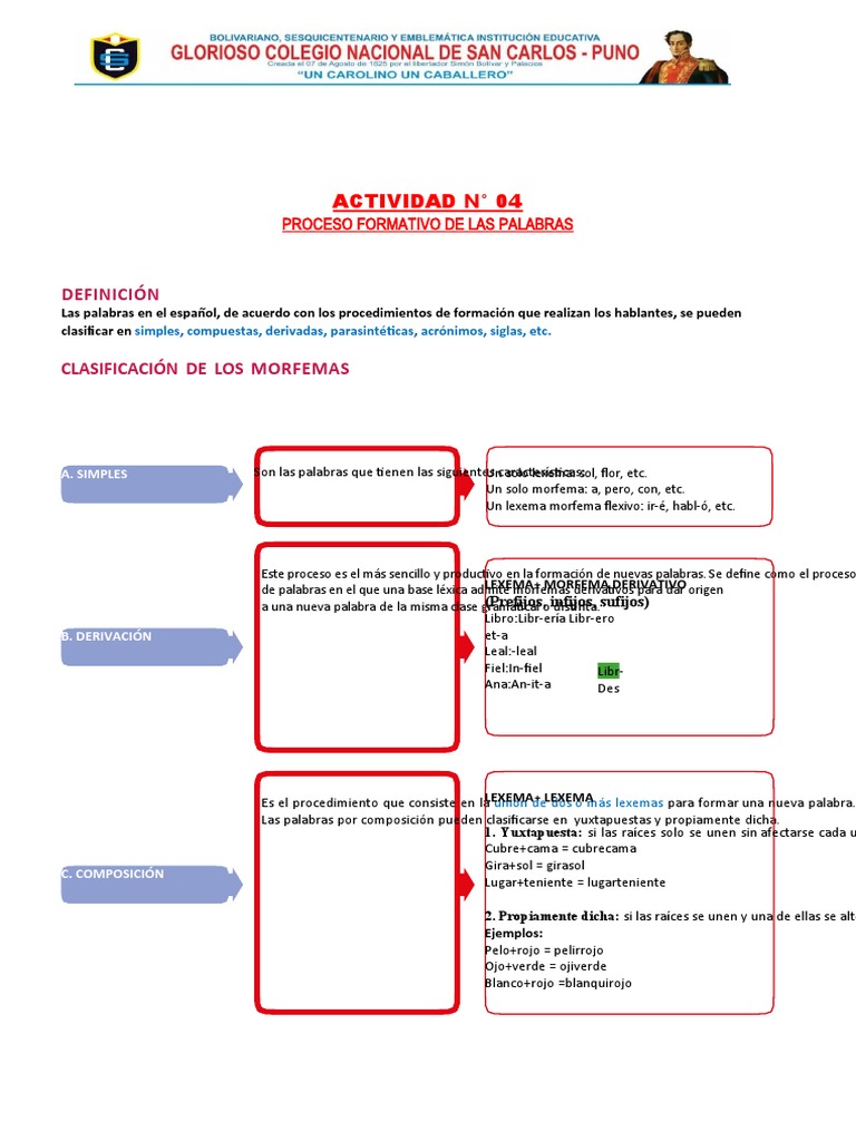 Procedimientos de Formacion de Palabras para Segundo Grado de Secundaria | PDF | Palabra ...