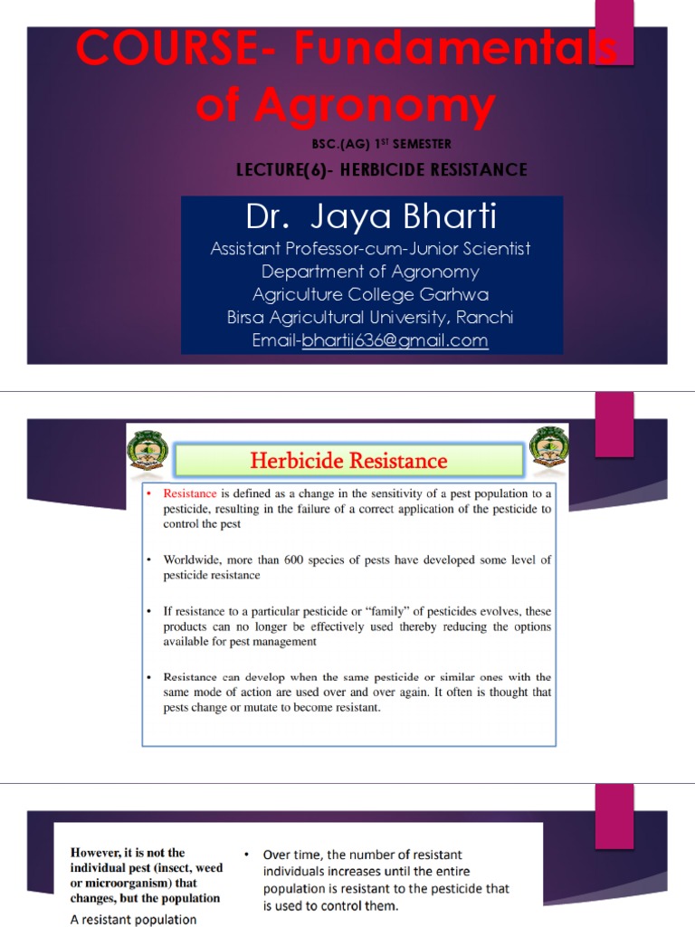 Lecture 7 Fundamentals of Agronomy (Dr. Jaya Bharti) | PDF
