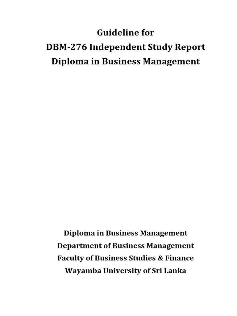 DiBM - Independent Study Report Guide | PDF | Learning | Cognitive Science