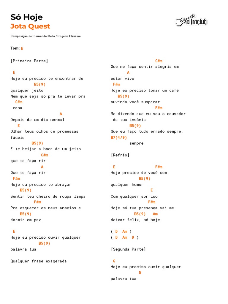 Cifra Club - Jota Quest - Só Hoje | PDF