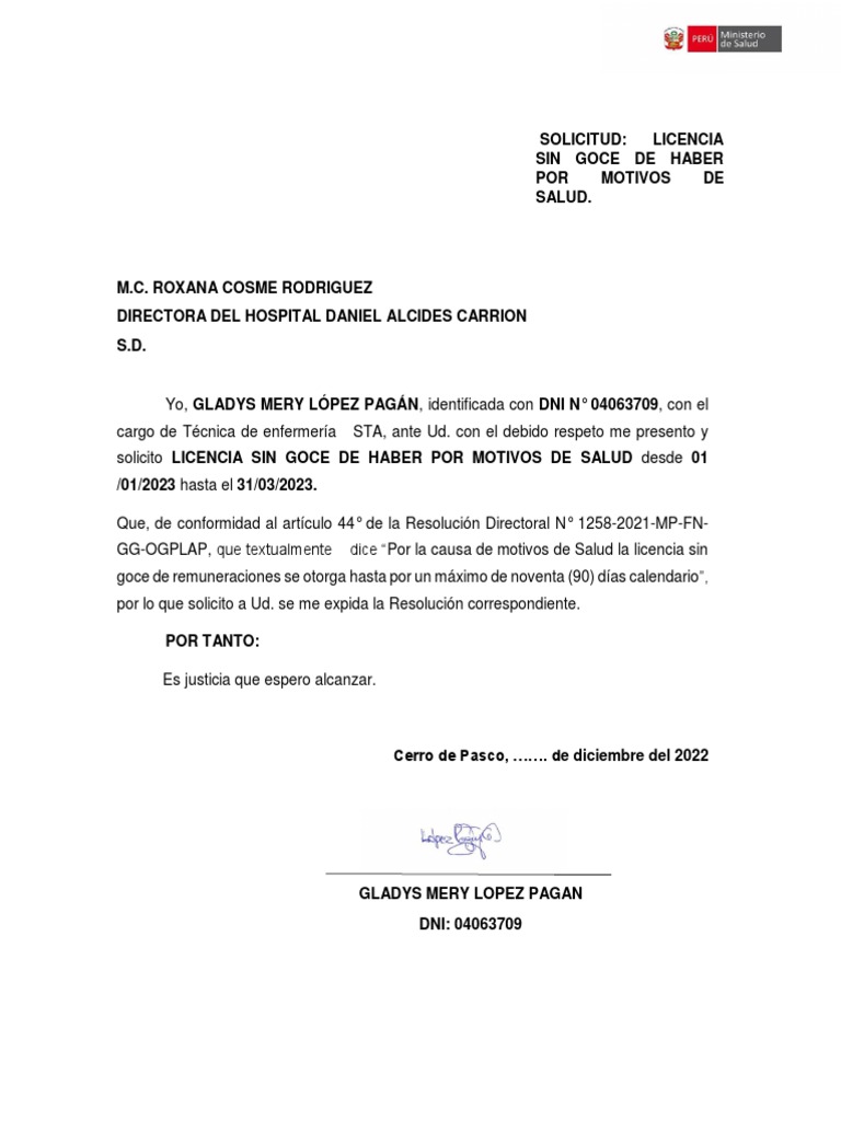 Solicitud de Licencia Sin Goce de Haber | PDF