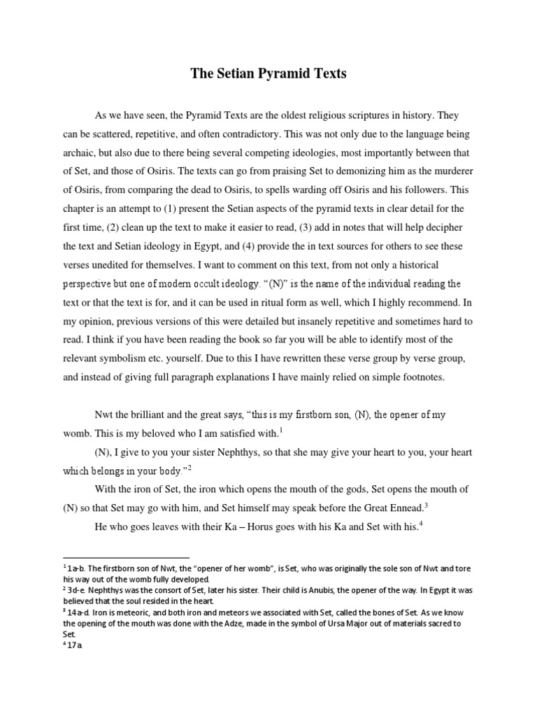 The Setian Pyramid Texts | PDF | Horus | Osiris