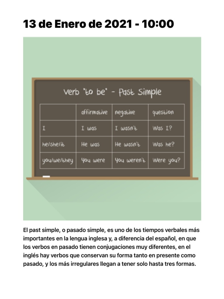 Past Simple - El Pasado Simple en Inglés British Council | PDF | Verbo ...