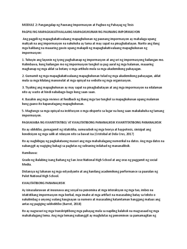 Pagbasa Module 2 | PDF