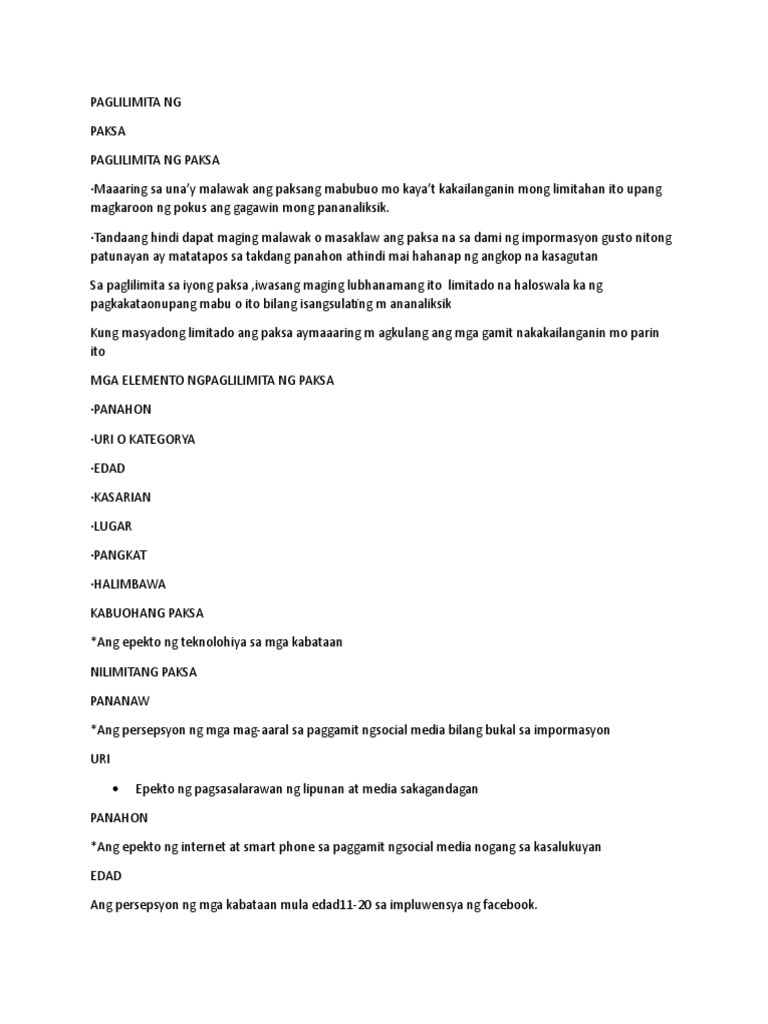 Paglilimita NG Paksa | PDF
