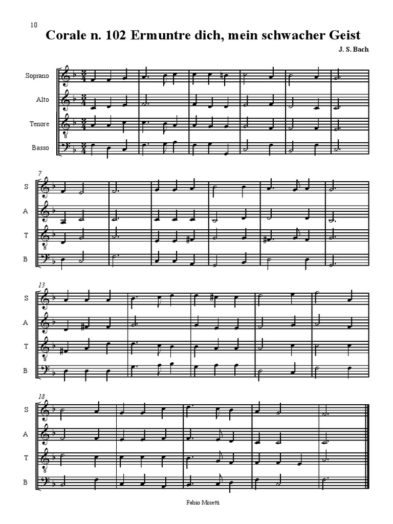 Corale n. 102: Ermuntre dich, Bach | PDF | Classical Music | Musical Forms