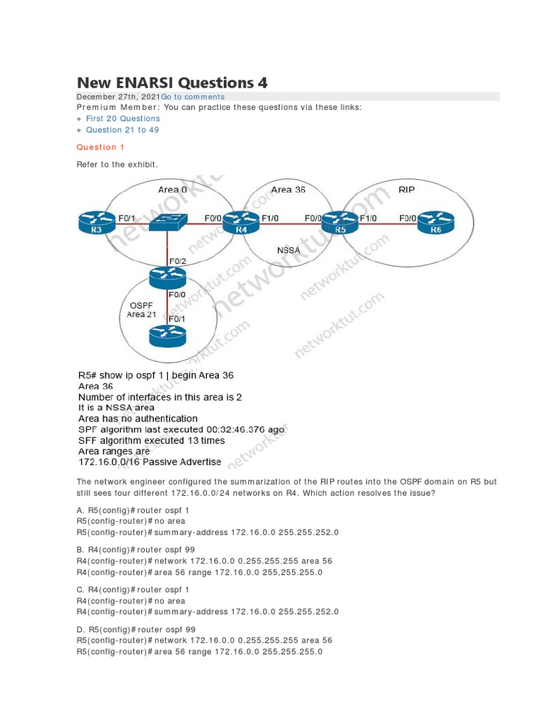 New Enarsi Questions 4 First 20 Questions Question 21 To 49 Download Free Pdf Networking 