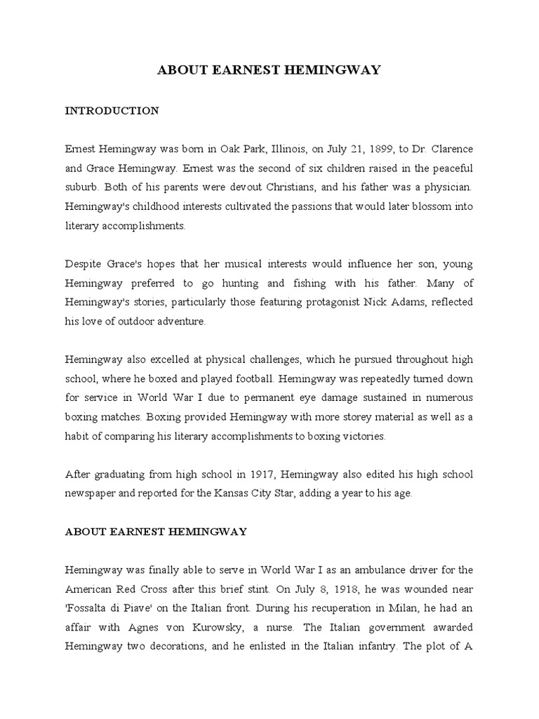Earnest Hemingway's Works | PDF | Ernest Hemingway