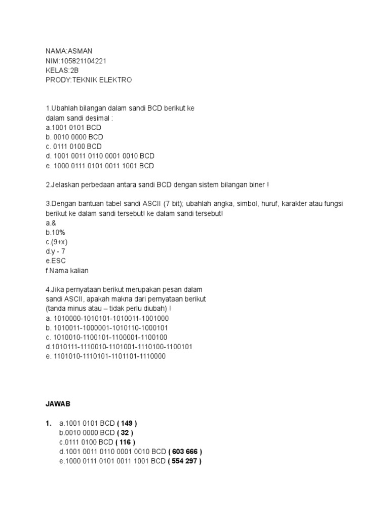 Konversi Sandi BCD dan ASCII | PDF