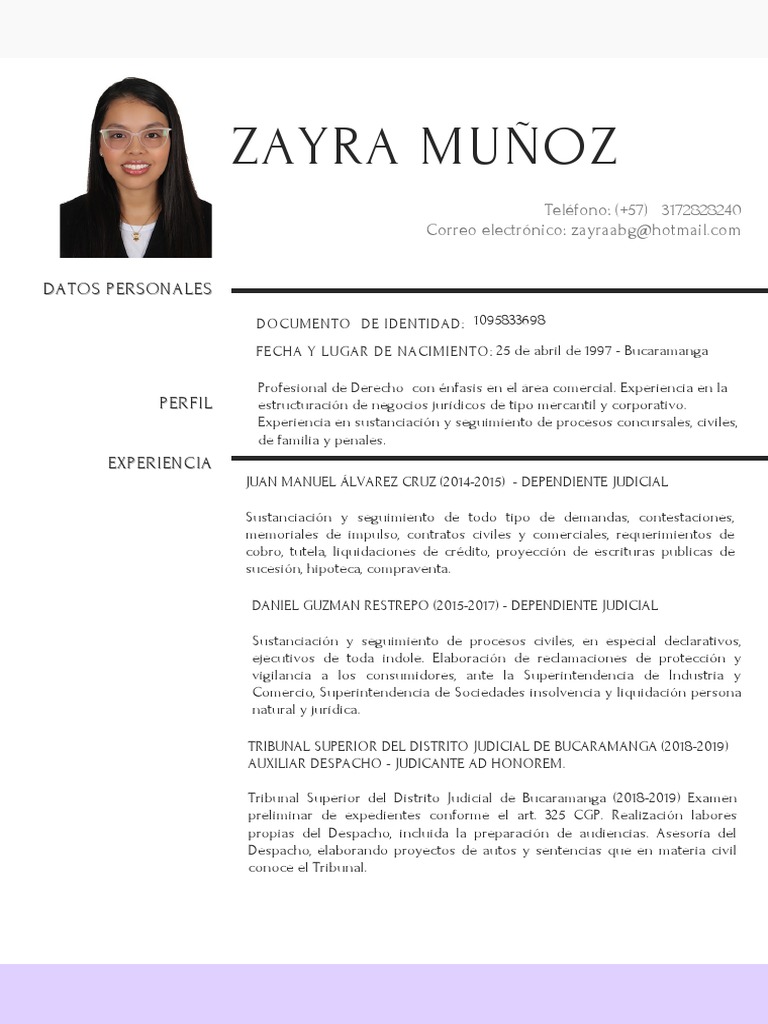 CV Zayra Muñoz 2023 | PDF | Judicaturas | Justicia