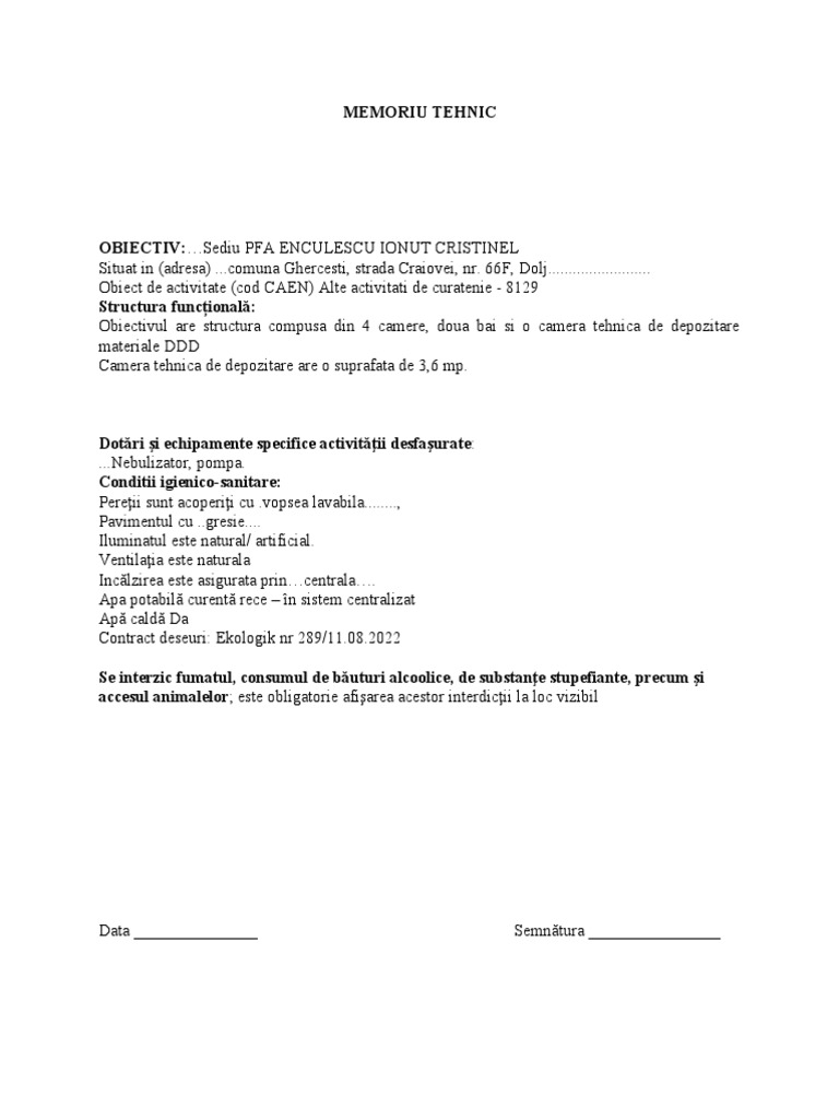 Memoriu Tehnic DSP | PDF