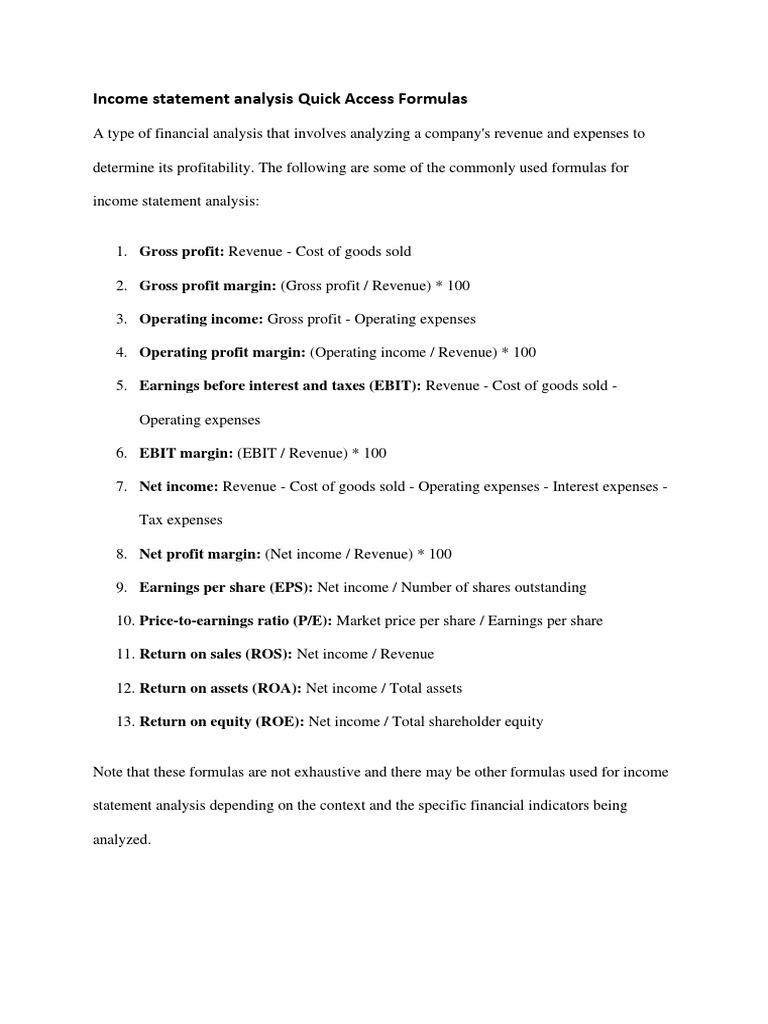 Income Statement Analysis | PDF