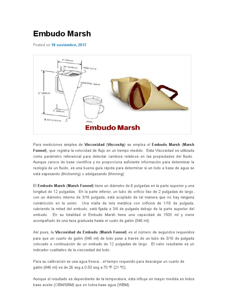 Viscosidad con el Embudo Marsh | PDF