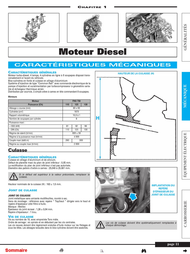 Moteur Diesel: Caractéristiques Mécaniques | PDF | Injection (moteur) | Turbocompresseur