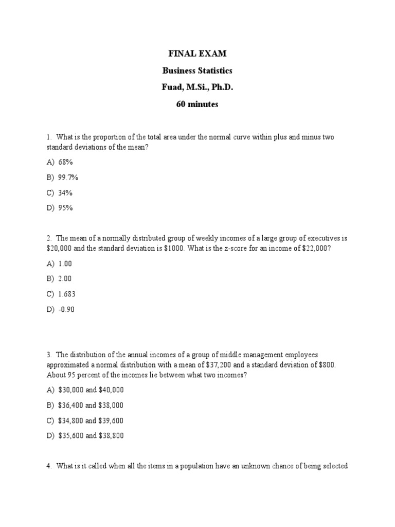 Final Exam 2022 | PDF | Normal Distribution | Errors And Residuals