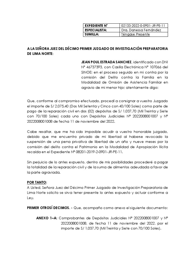 Escrito Tengase Presente - Jean Poul Estrada Sanchez | PDF