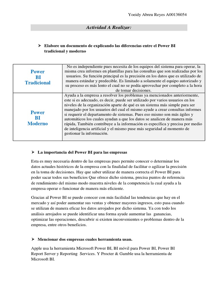 Diferencias entre Power BI Tradicional y Moderno | PDF | Microsoft ...
