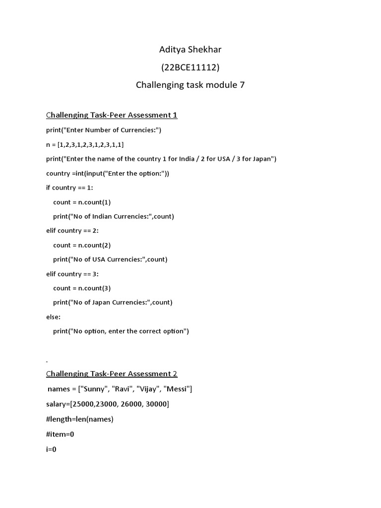 22BCE11112 Vityarthi Challenging Tasks - Module 7 | PDF | Software Engineering | Computer Science