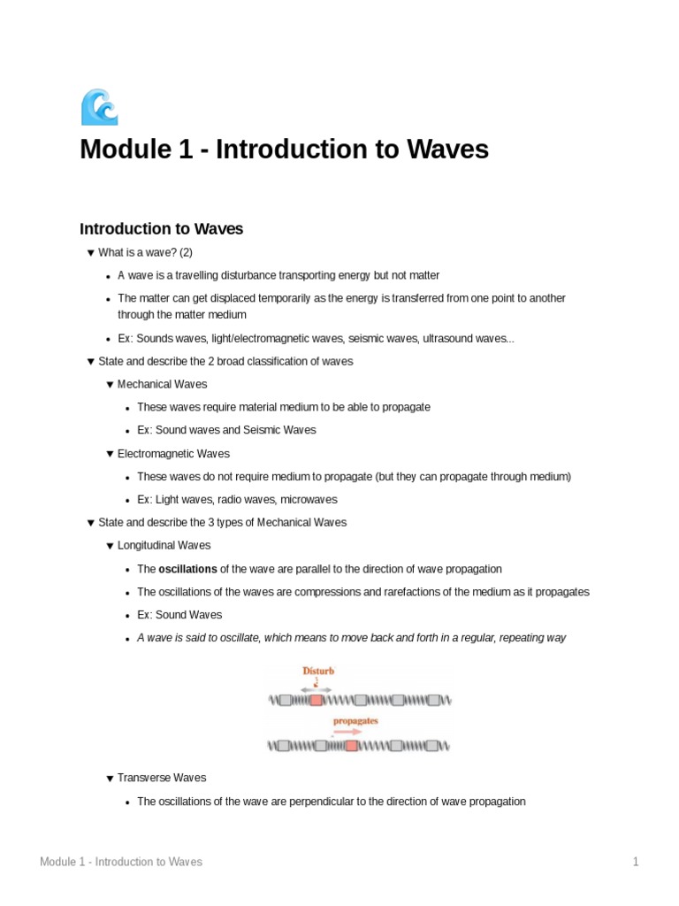 Module 1 - Introduction To Waves | PDF | Waves | Wavelength