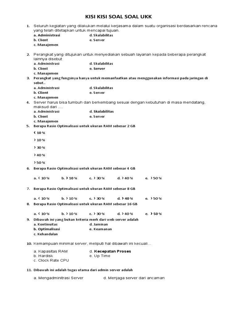 Kisi Kisi Soal Ukk | PDF