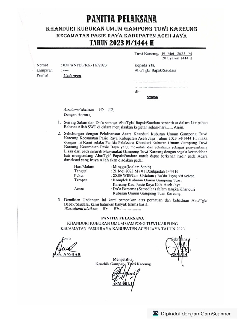 undangan kenduri jeurat | PDF