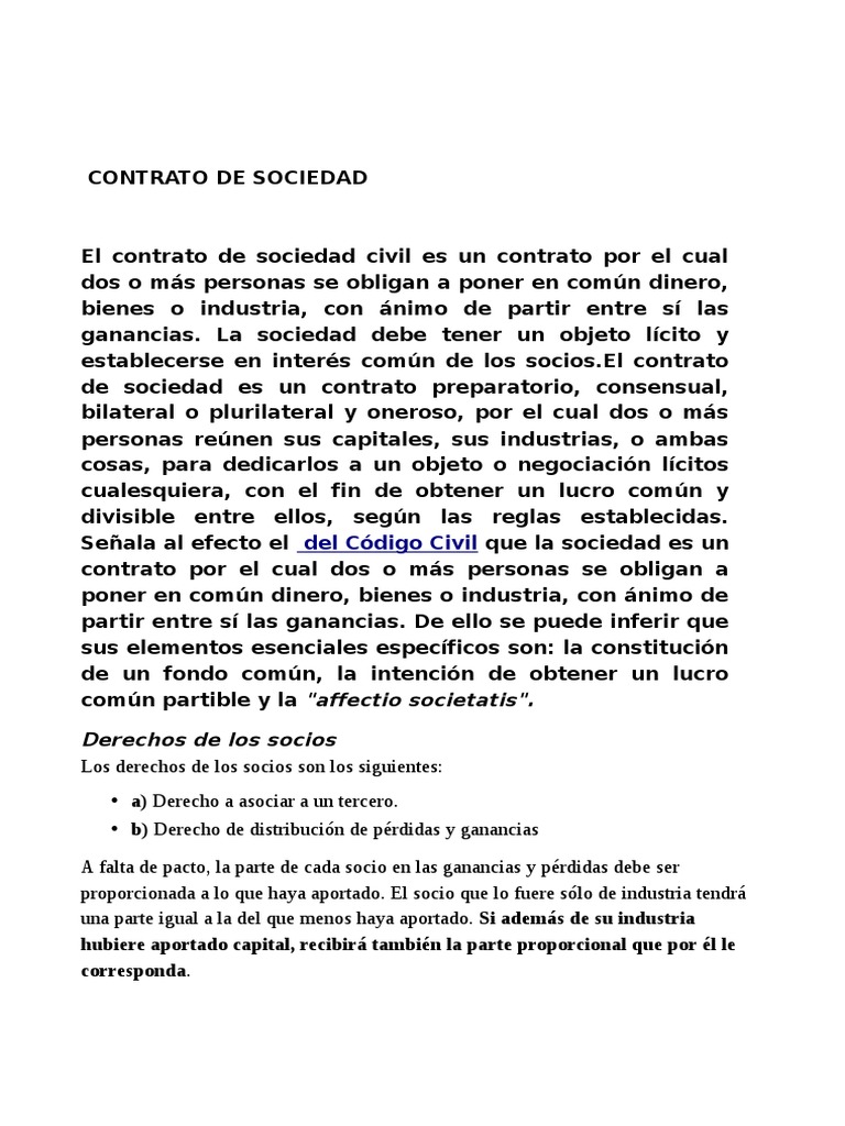 Contrato de Sociedad | PDF | Economias | Business
