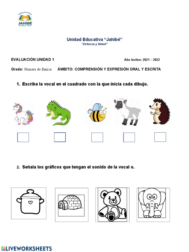 Evaluacion 1°vocales | PDF