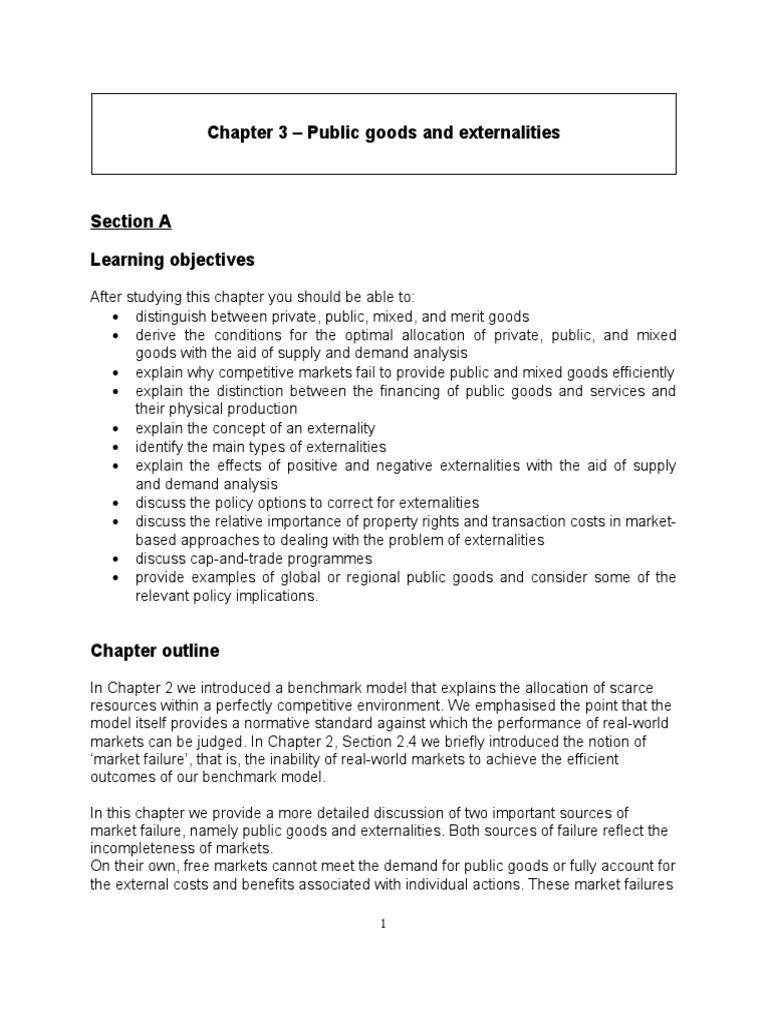 Public Goods and Externalities | PDF | Externality | Market Failure
