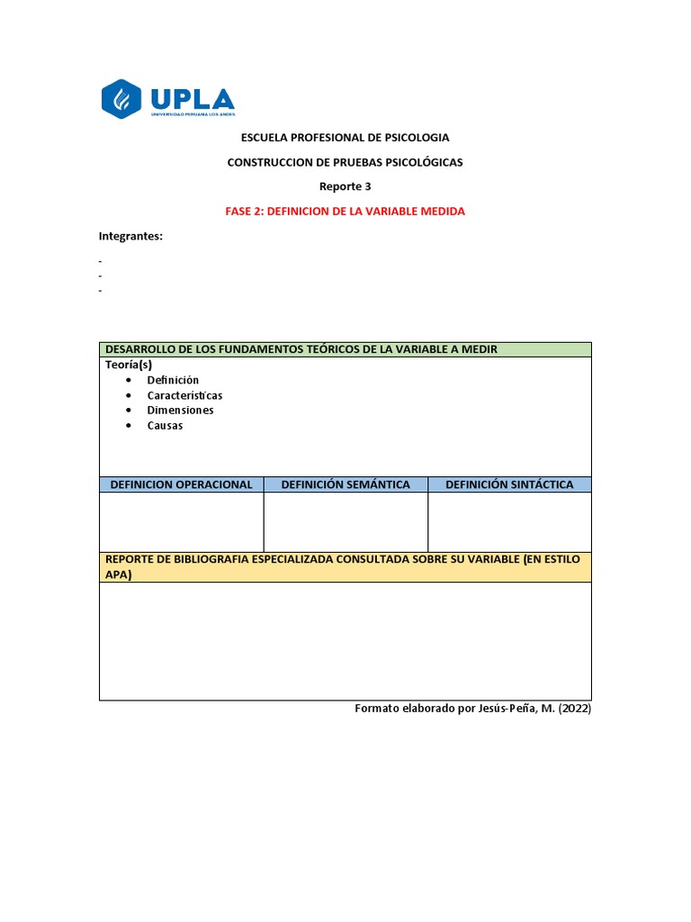 23 CPPS Reporte 3 Definición de Variables | PDF