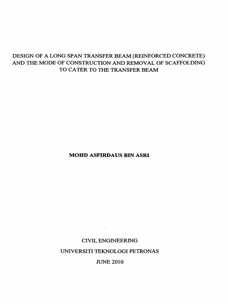Design of A Long Span Transfer Beam (Reinforced Concrete) and The Mode ...