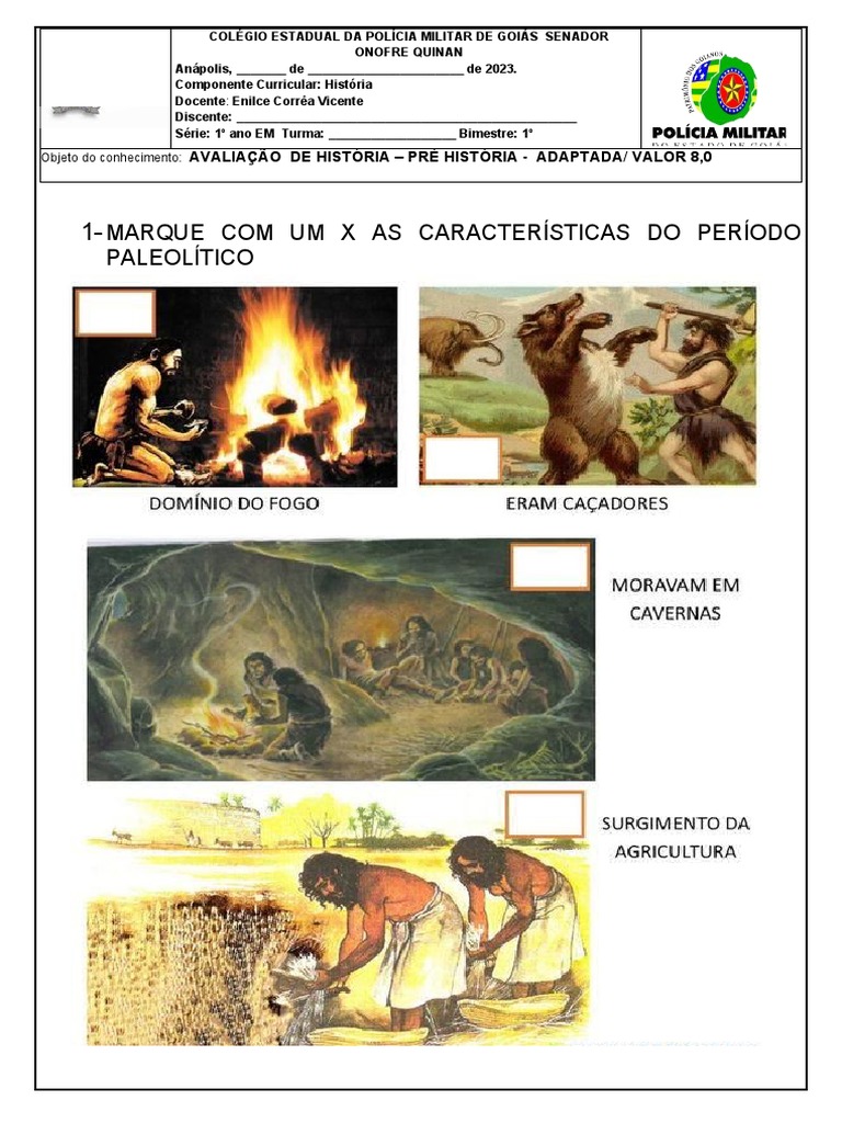 Prova Adaptada Pré História | PDF