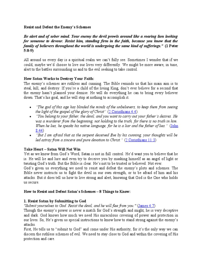 Resist and Defeat The Enemy | PDF | Devil | Satan