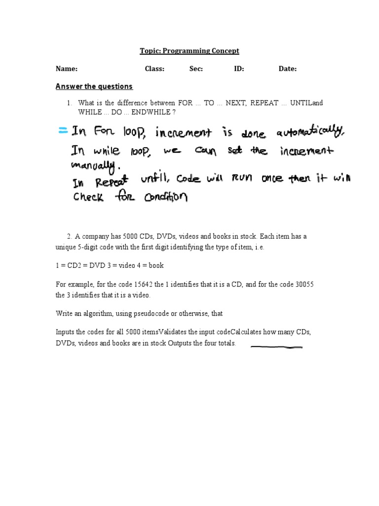 Grade 9 Practice Work (Pseudocode) | PDF | Games & Activities | Computers