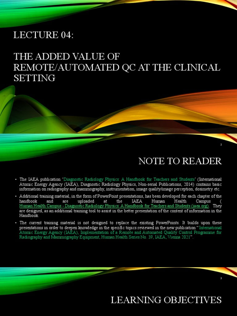 Lecture 04 - The Added Value of Remote Automated QC at The Clinical Setting Draft | Download ...