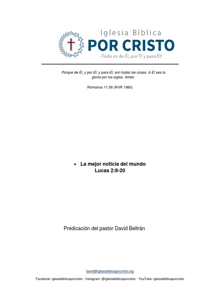 107) La Mejor Noticia Del Mundo - Lucas 2,8-20 | Descargar gratis PDF ... 107) La Mejor Noticia Del Mundo - Lucas 2,8-20 | Descargar gratis PDF ...