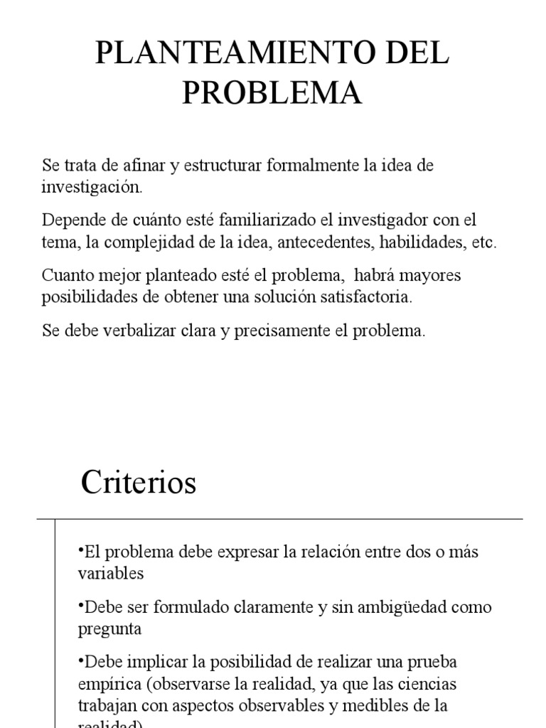 Planteamiento Del Problema | PDF