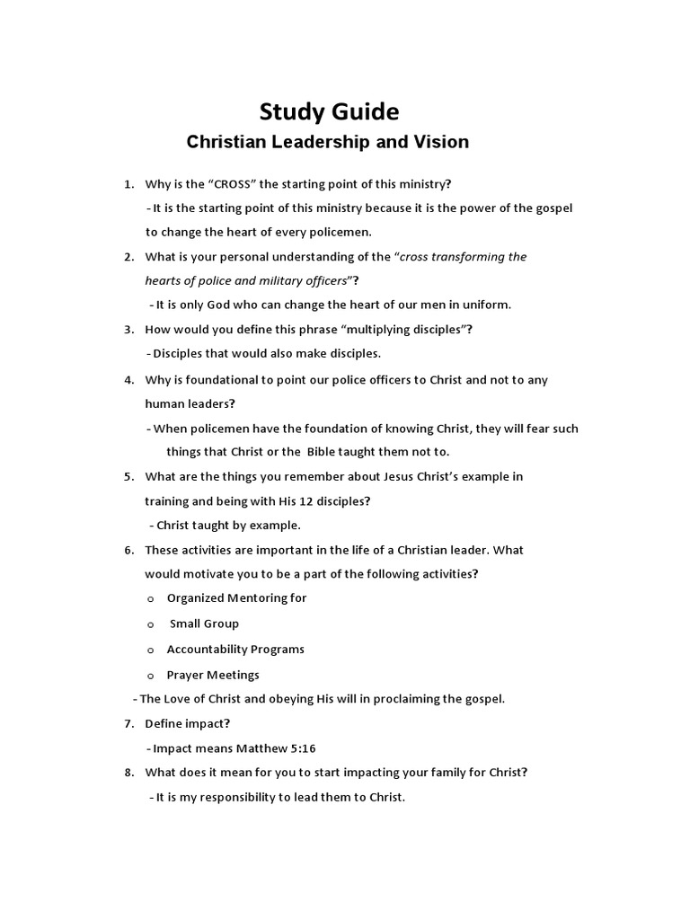 Module 01 Answer - Impante Miguelito - Christian Leadership and Vision ...