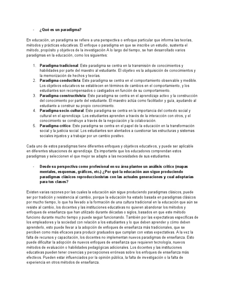 Qué Es Un Paradigma | PDF | Enseñando | Paradigma