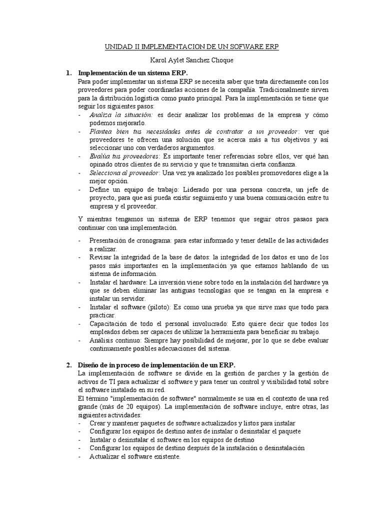 Implementacion de Un Sofware Erp | PDF | Planificación de recursos empresariales | Software