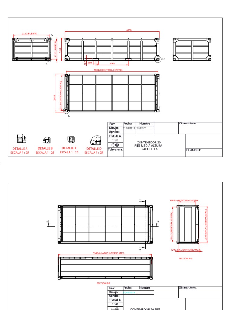 Contenedor 20 Pies Media Altura Modelo A | PDF