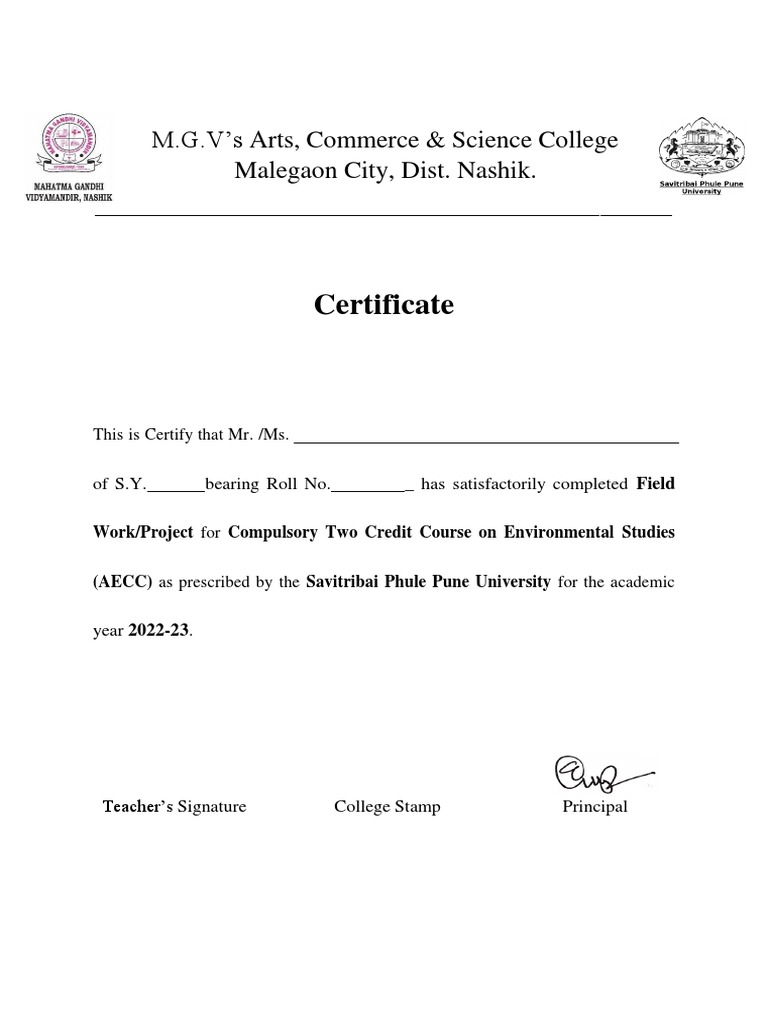 Environment Project Certificate 25 | PDF